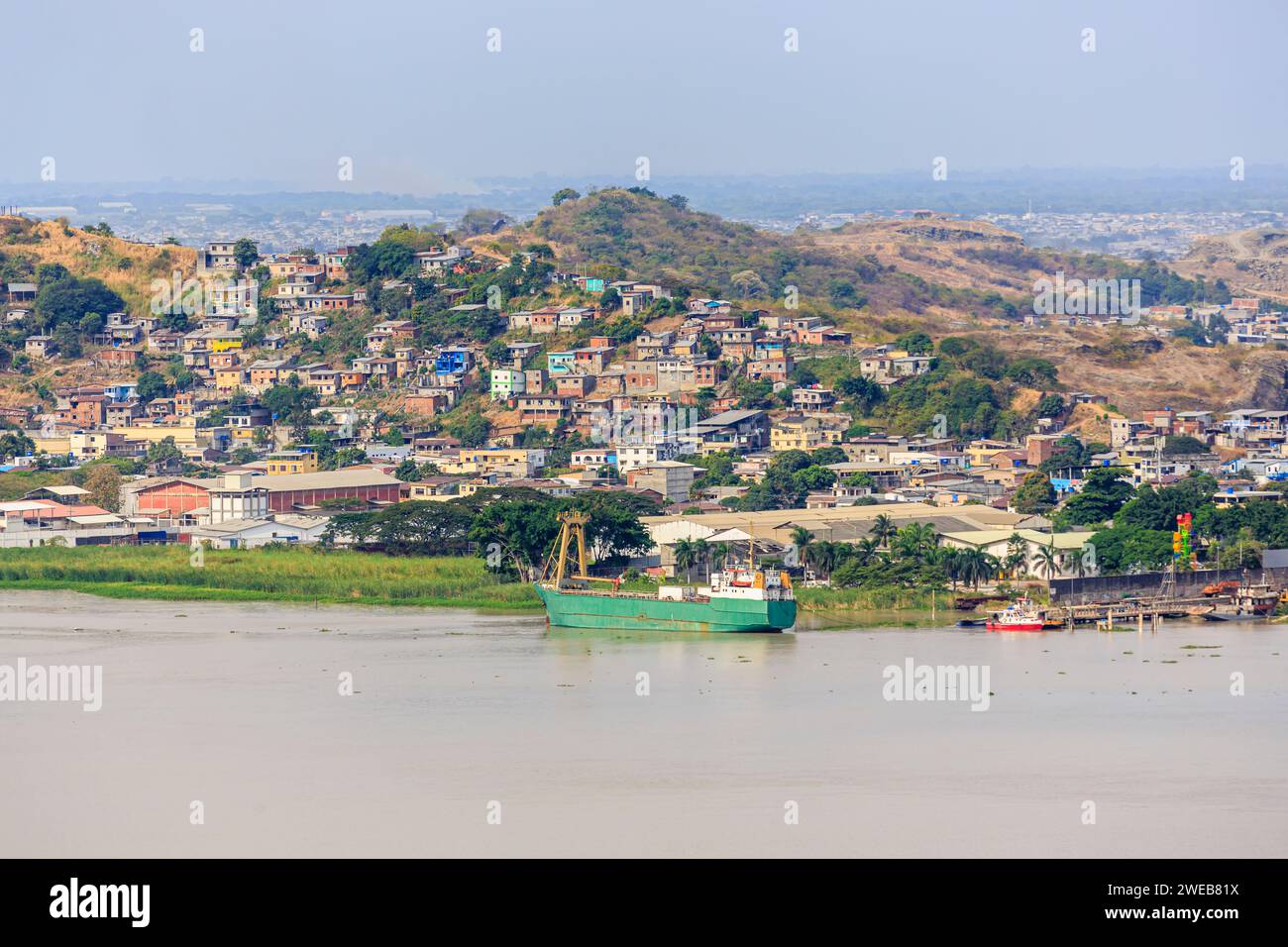 View across Rio Guayas from Barrio Las Penas and Cerro Santa Ana in ...