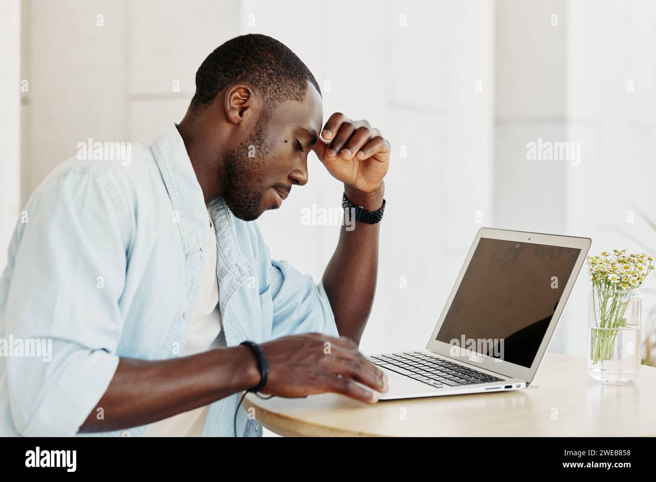 Man business businessman person stress computer problem sitting laptop ...