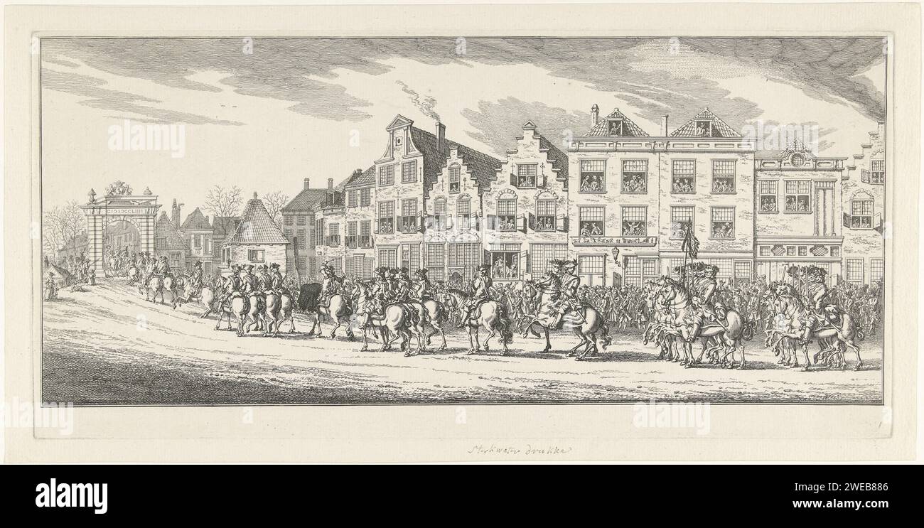 Soldiers on horseback in the coronary procession of Anna van Hannover in Delft, 1759, Simon ...