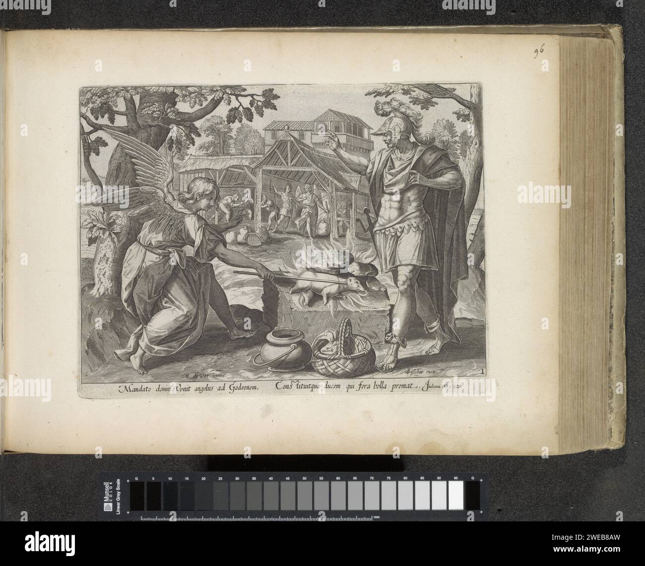 Gideon and the Engel, 1643 print The angel makes the goat bug and bread ...