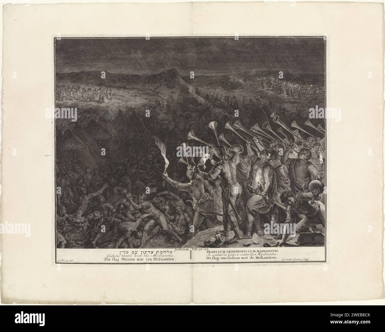 Fight against the Midjanites, Gilliam van der Gouwen, After Gerard Hoet ...