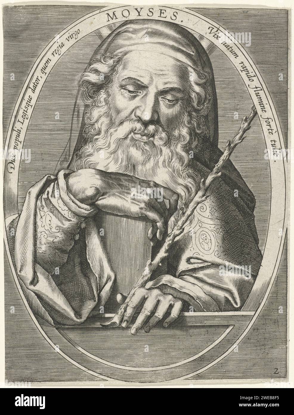 Mozes, Cornelis Galle (I), After Jan van der Straet, 1613 print Moses ...