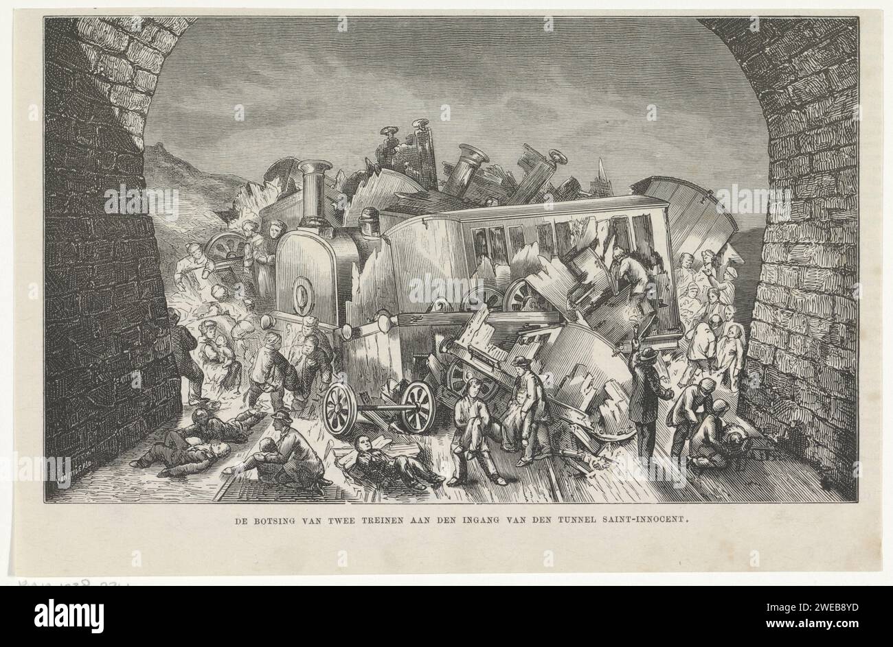 The collision of two trains at the entrance of the Tunnel Saint ...