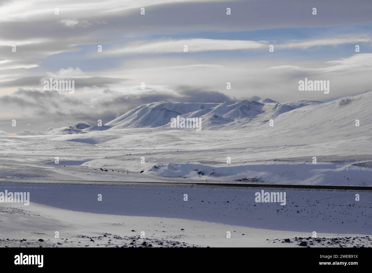 Snowy North Icelandic Landscape Viewed in October from the Ring Road (i ...