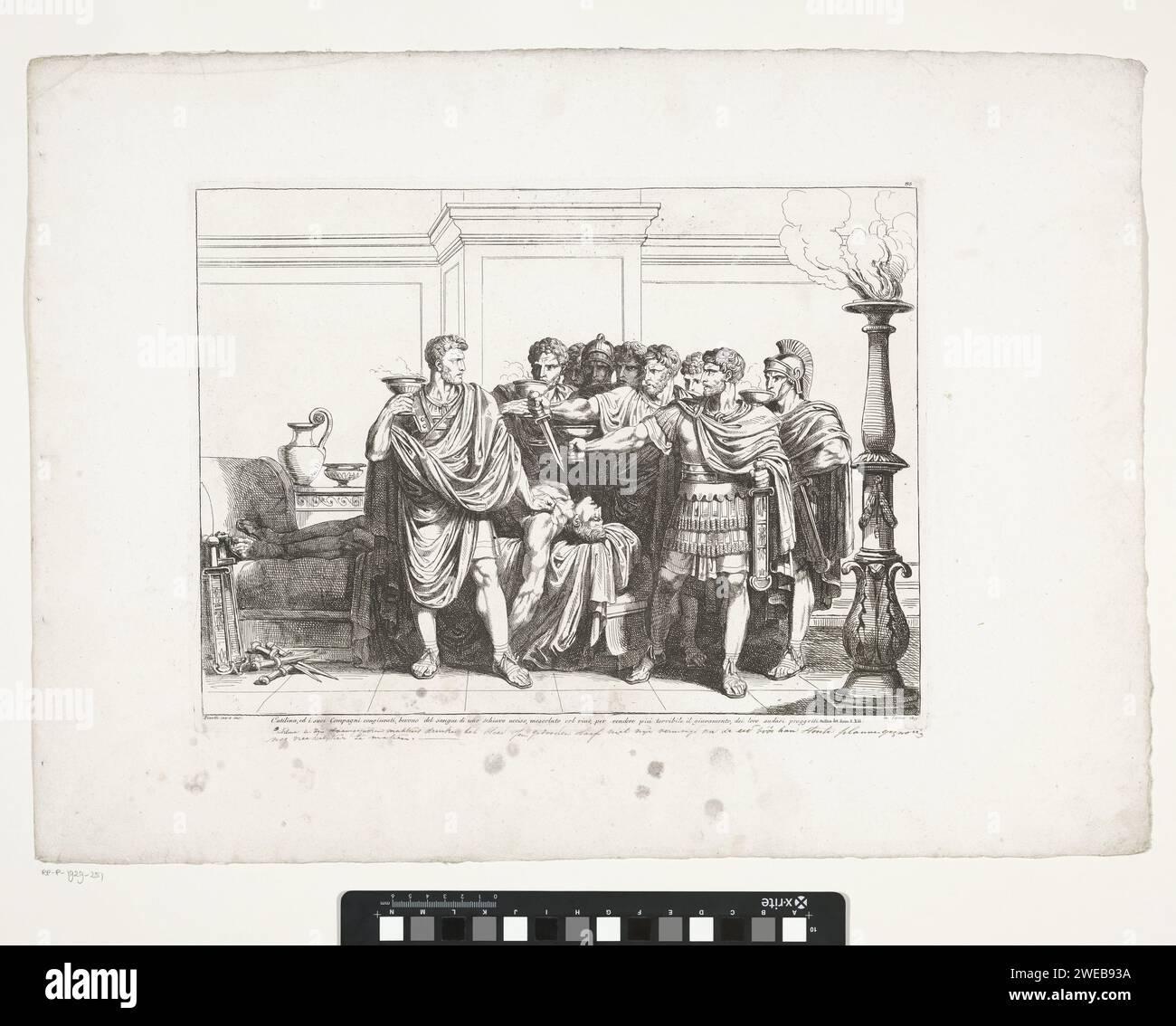Catilina and his soldiers drink blood, Bartolomeo Pinelli, 1819 print ...