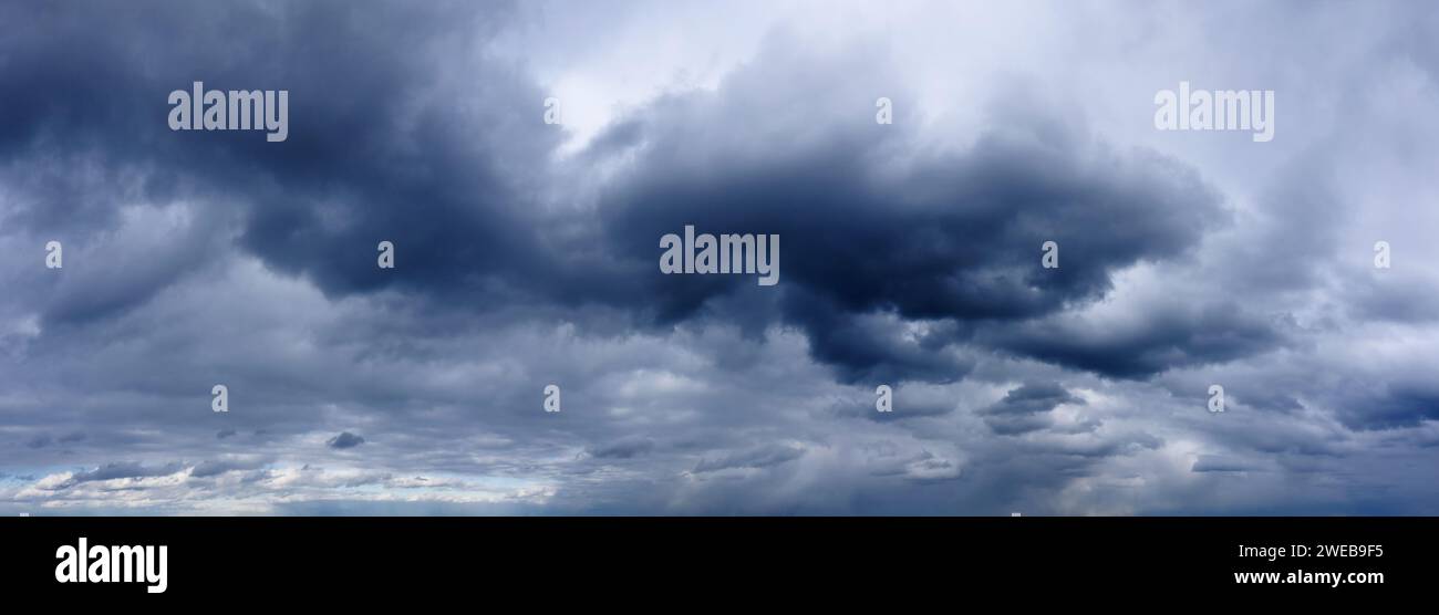 Dark rainy clouds in the stormy sky. Weather forecast. Sky panorama ...