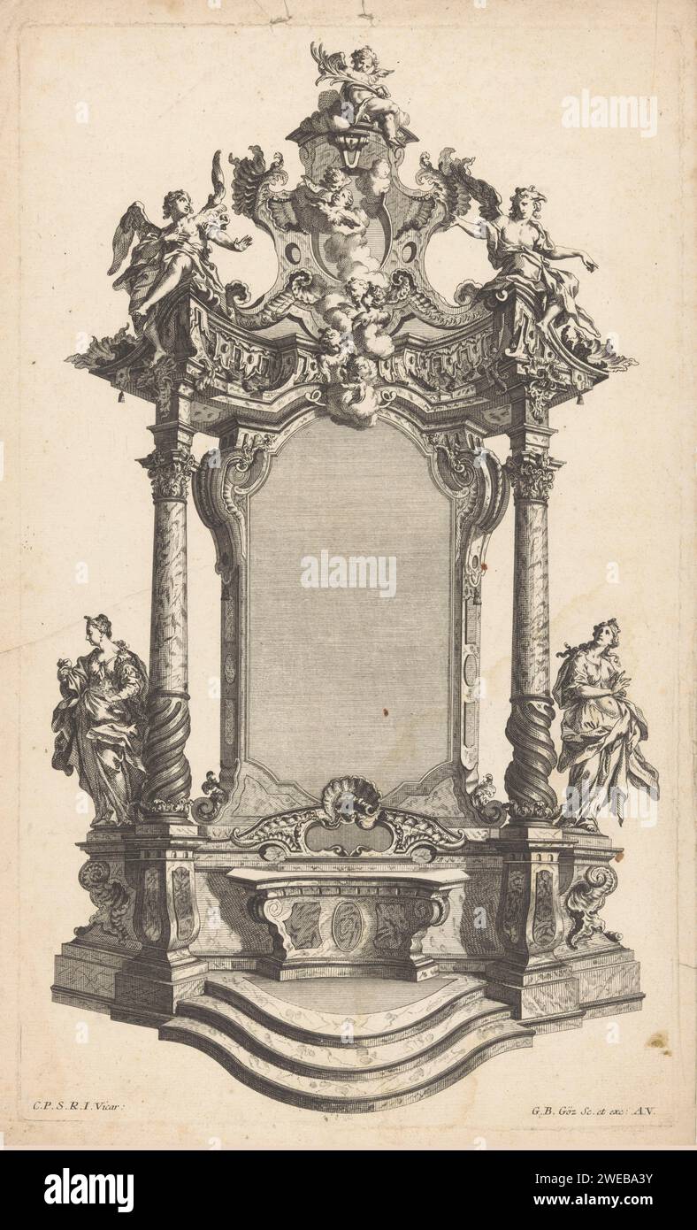 Altar with two female figures, Gottfried Bernhard Götz, Joseph Anton ...
