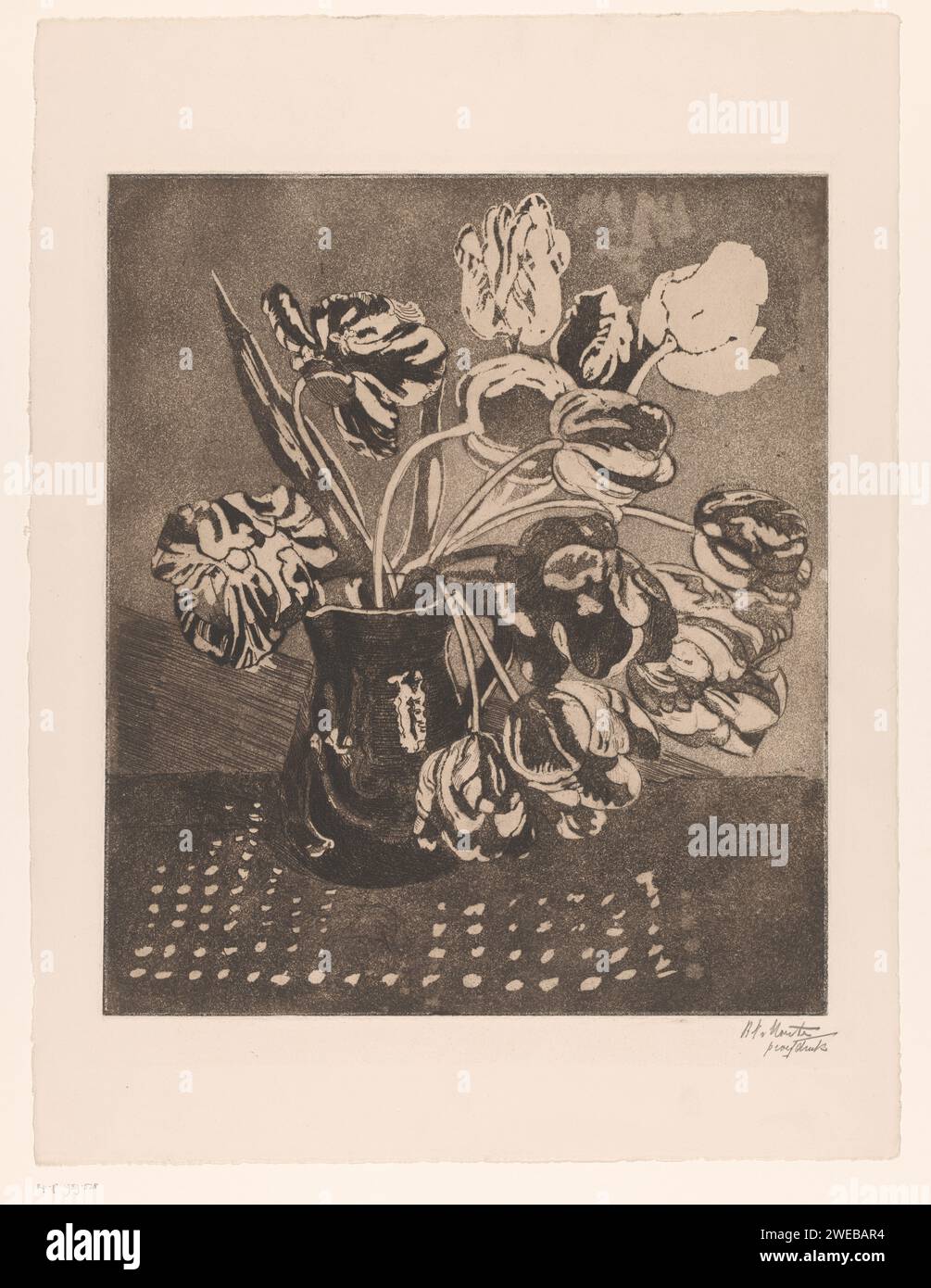 Tulips in a jug, Barbara Elisabeth van Houten, 1872 - 1950 print paper ...
