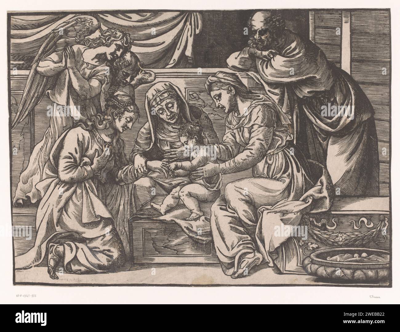 Mystical marriage of Saint Catharina, Titian, c. 1540 print Mary holds ...