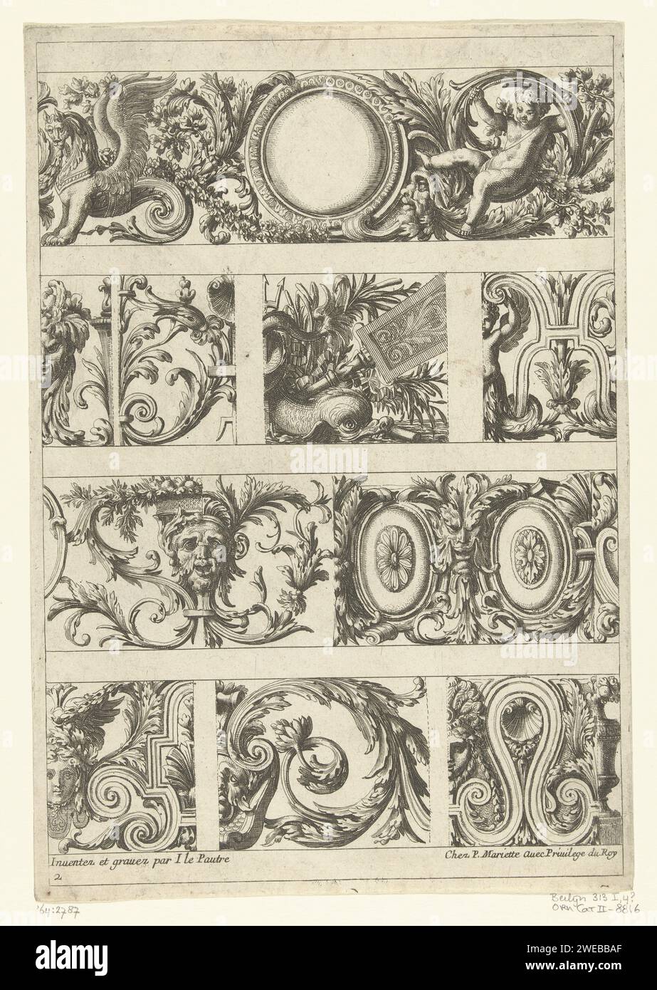 Four rows of Frisians, Jean Lepautre, After c. 1667 - Before 1716 print ...