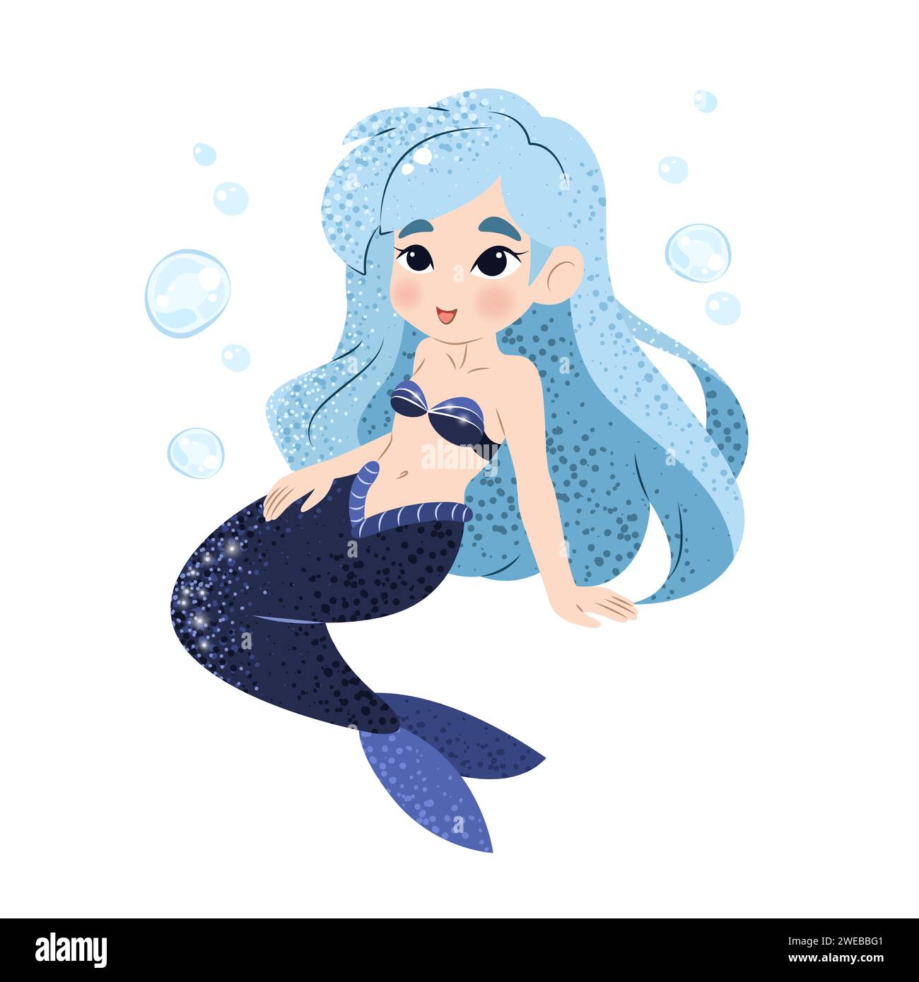 Cute little mermaid in flat style. Vector art Stock Vector Image & Art ...
