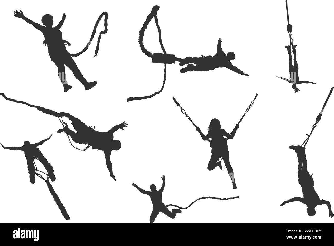 Bungee jumping silhouette, Bungee jumping vector, Bungee jumper vector ...