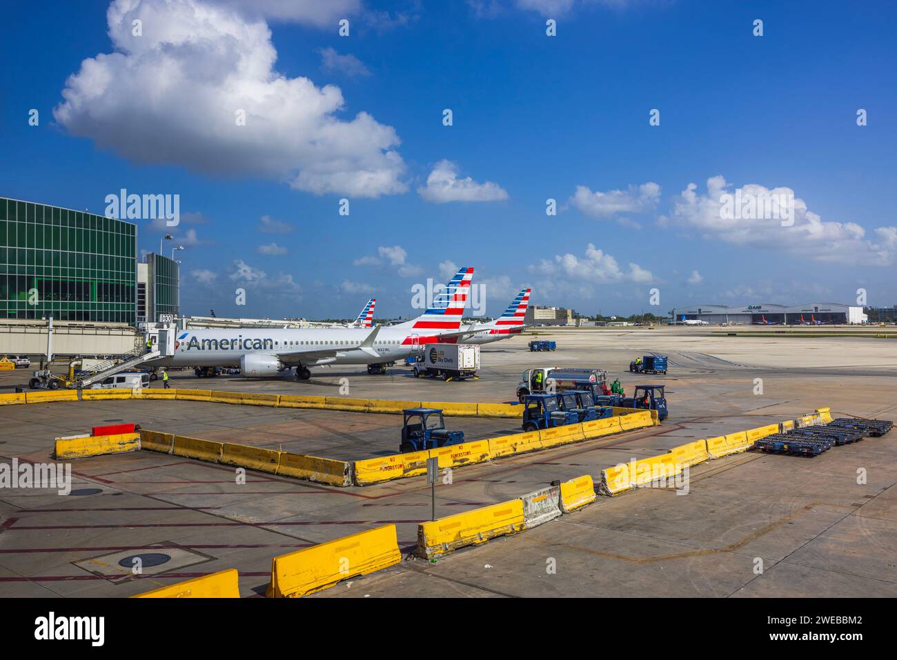 The view of the Miami Airport territory with designated fencing for the ...