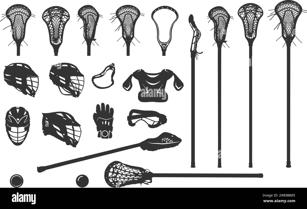 Lacrosse silhouettes, Lacrosse sticks and helmet silhouettes, Lacrosse ...