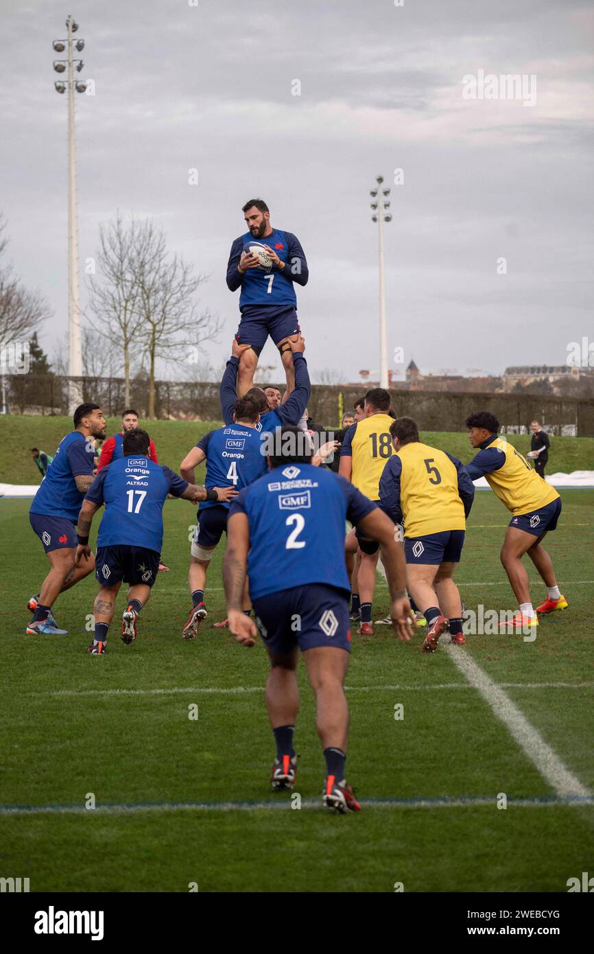 Paris, France. 24th Jan, 2024. Charles Ollivon during French rugby team ...