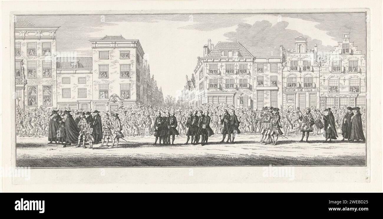 Willem V followed by Hofdienaren in the coronary procession of Anna van Hannover in Delft, 1759 ...