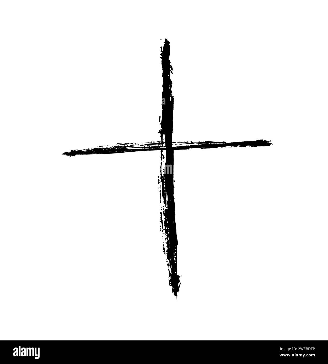 Hand drawn christian cross signs. Brush painted black icons. hand ...