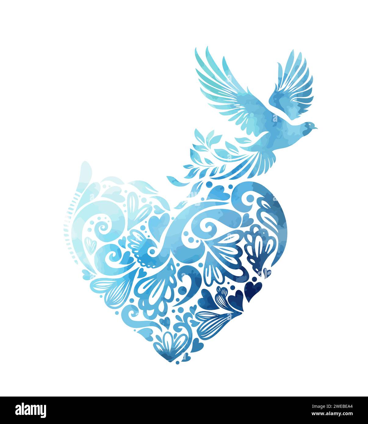 Blue bird hearts greeting Stock Vector Images - Alamy