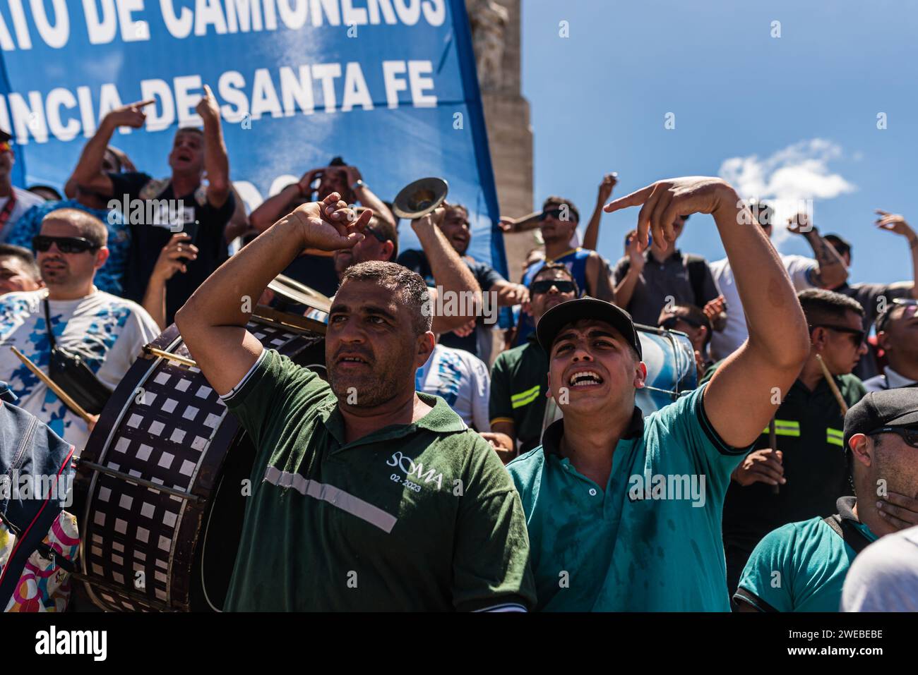 Rosario, Argentina. 24th January, 2024. Workers at the general strike ...