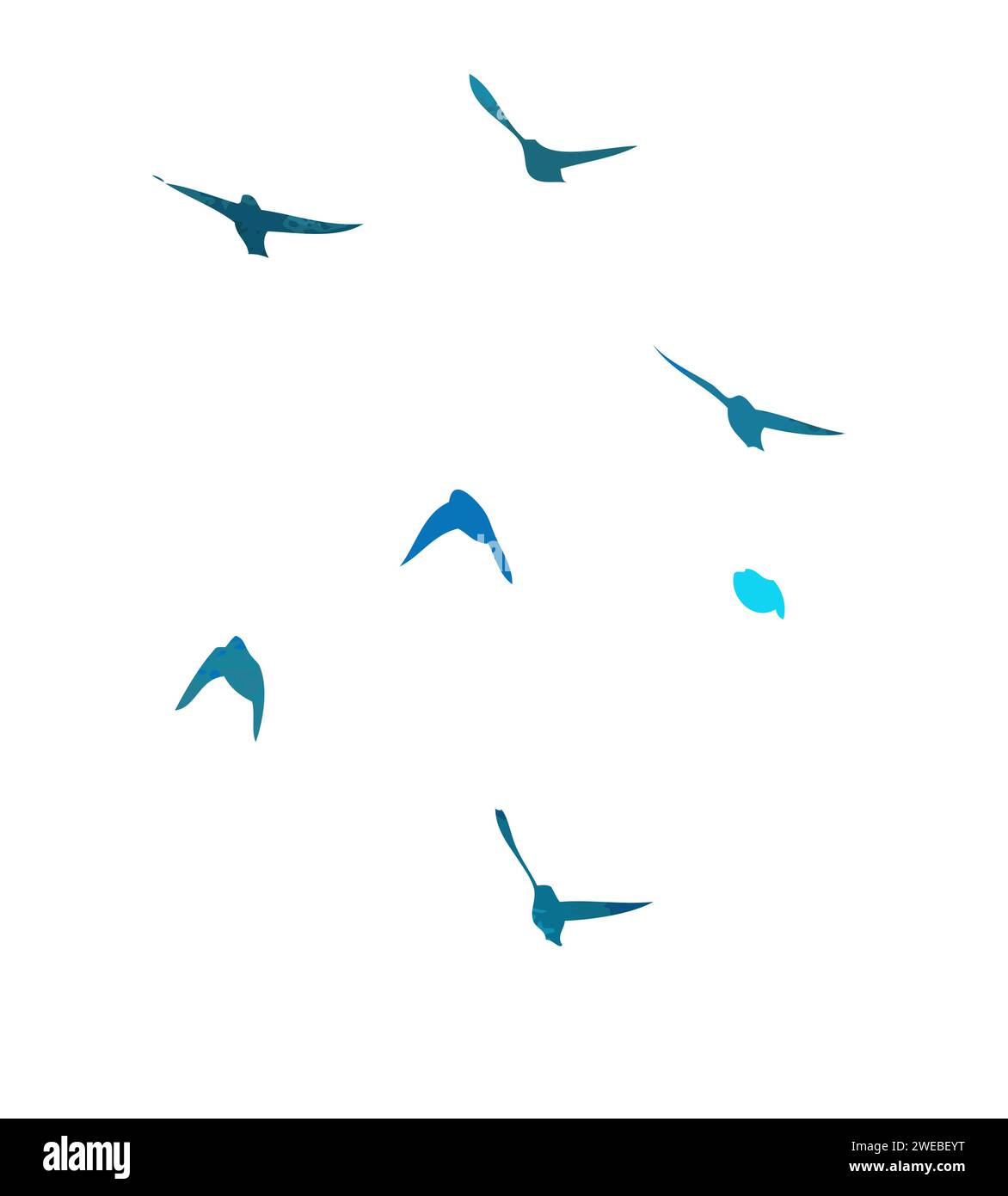 A flock of blue watercolor flying birds. hand drawing. Not AI, Free ...