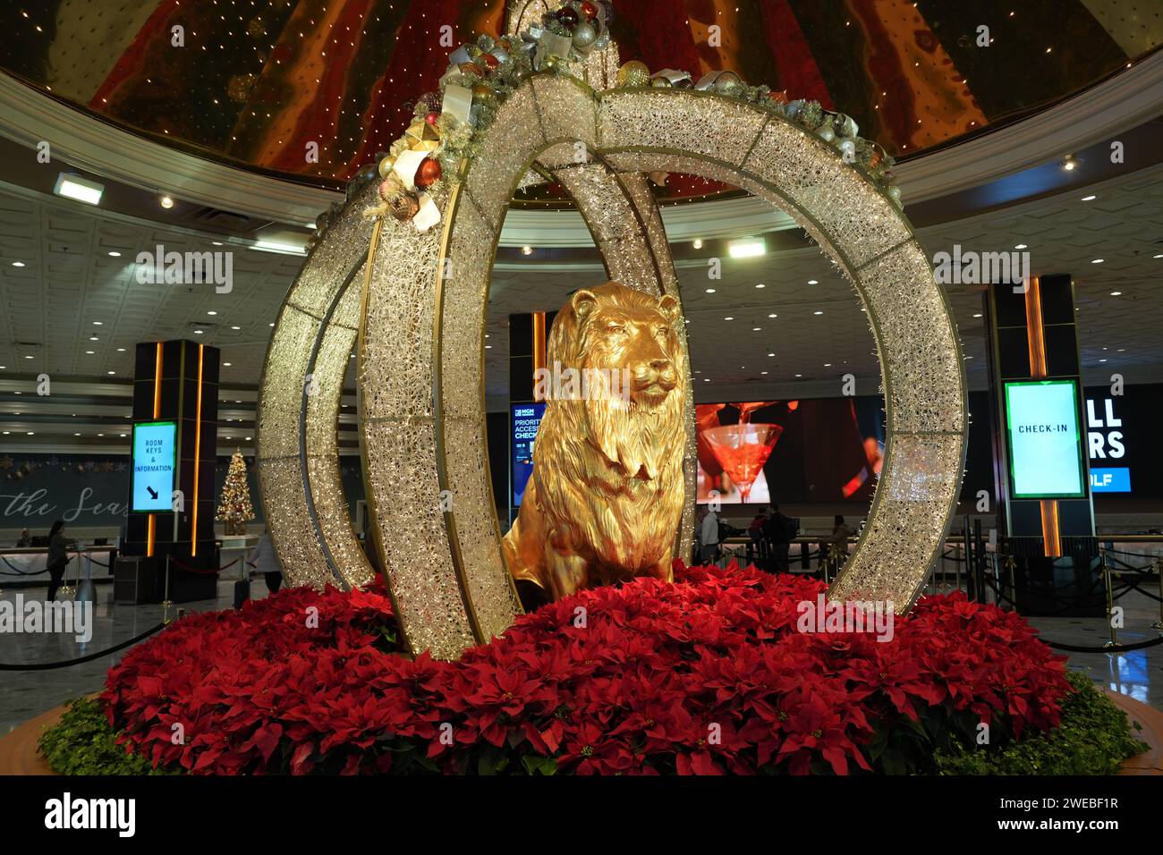 Metro-Goldwyn-Mayer film studio mascot Leo the Lion surrounded by ...