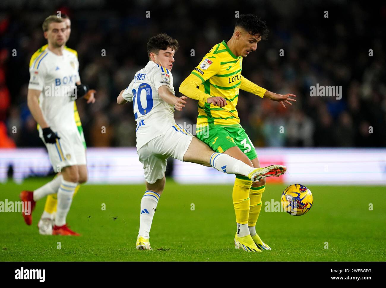 Leeds United's Daniel James (left) and Norwich City's Dimitris ...
