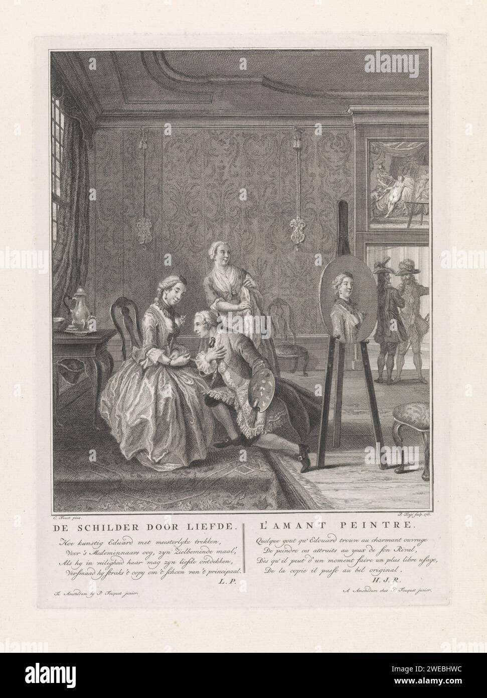 The painter by Love, Pieter Tanjé, After Cornelis Troost, 1761 print ...