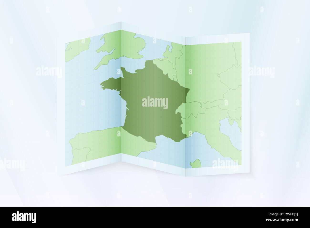 France map, folded paper with France map. Vector illustration Stock ...
