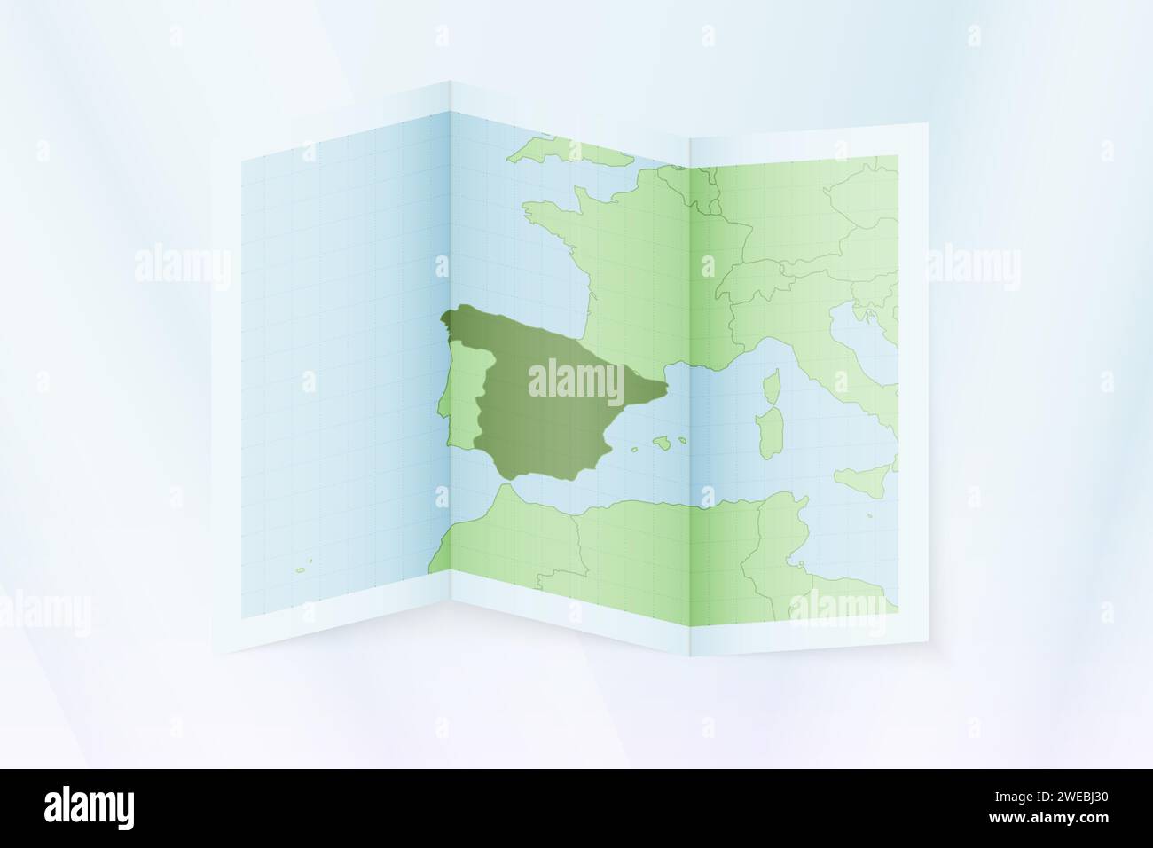 Spain map, folded paper with Spain map. Vector illustration Stock ...