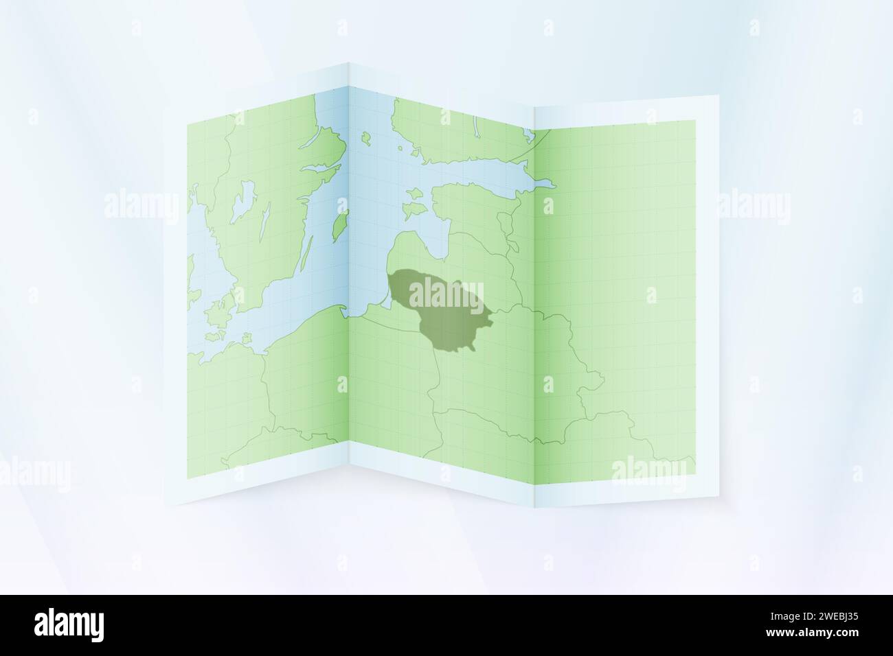 Lithuania map, folded paper with Lithuania map. Vector illustration ...