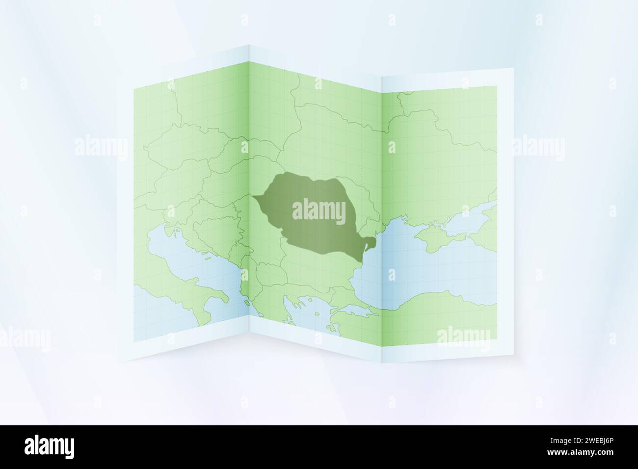 Romania map, folded paper with Romania map. Vector illustration Stock ...