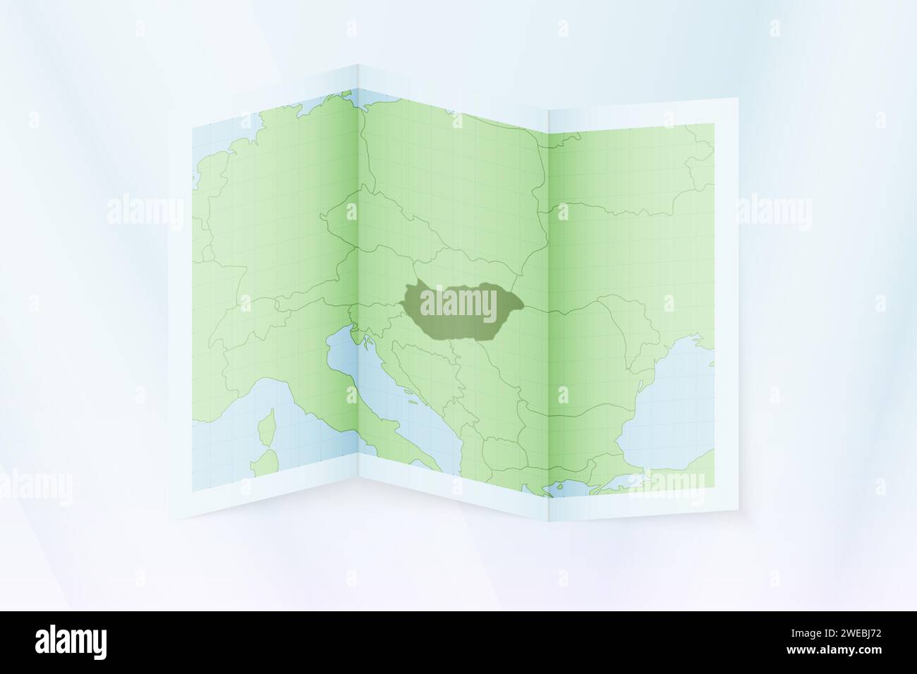 Hungary map, folded paper with Hungary map. Vector illustration Stock ...