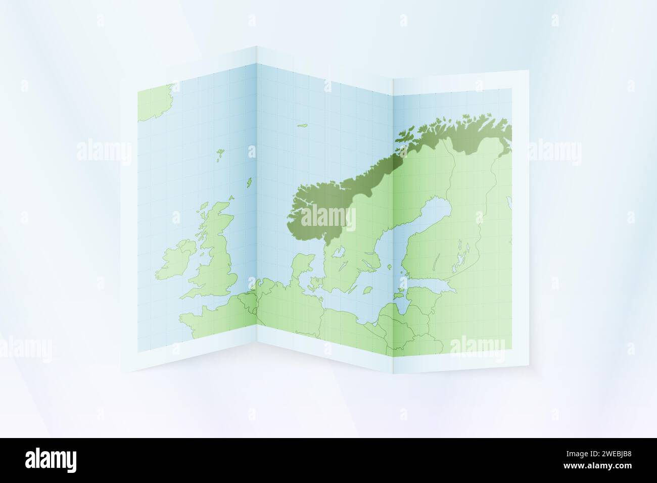 Norway map, folded paper with Norway map. Vector illustration Stock ...