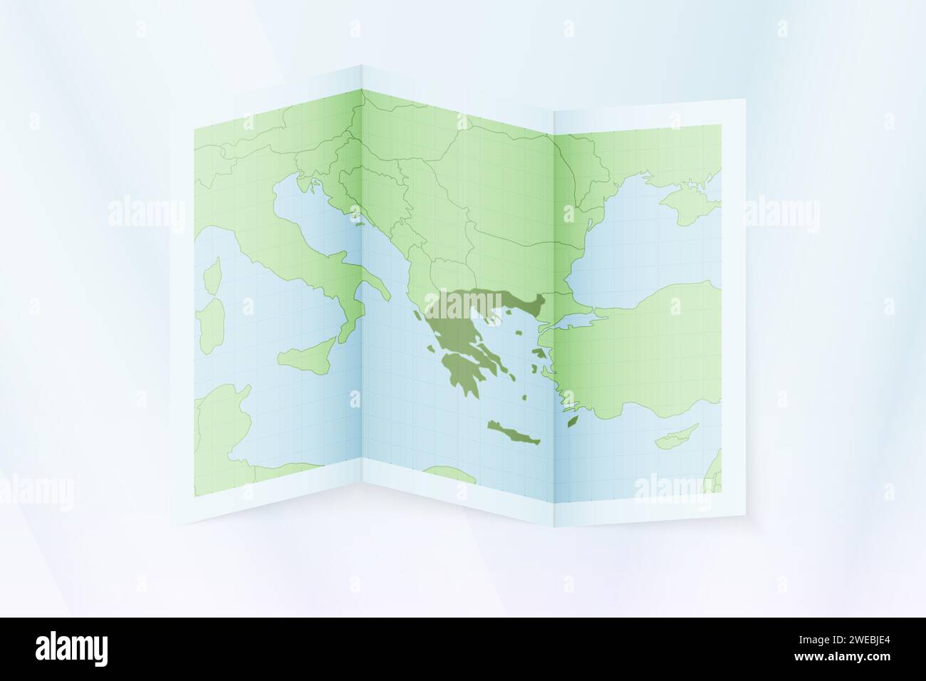 Greece map, folded paper with Greece map. Vector illustration Stock ...