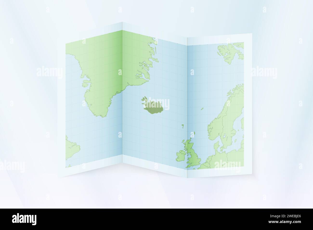 Iceland map, folded paper with Iceland map. Vector illustration Stock ...