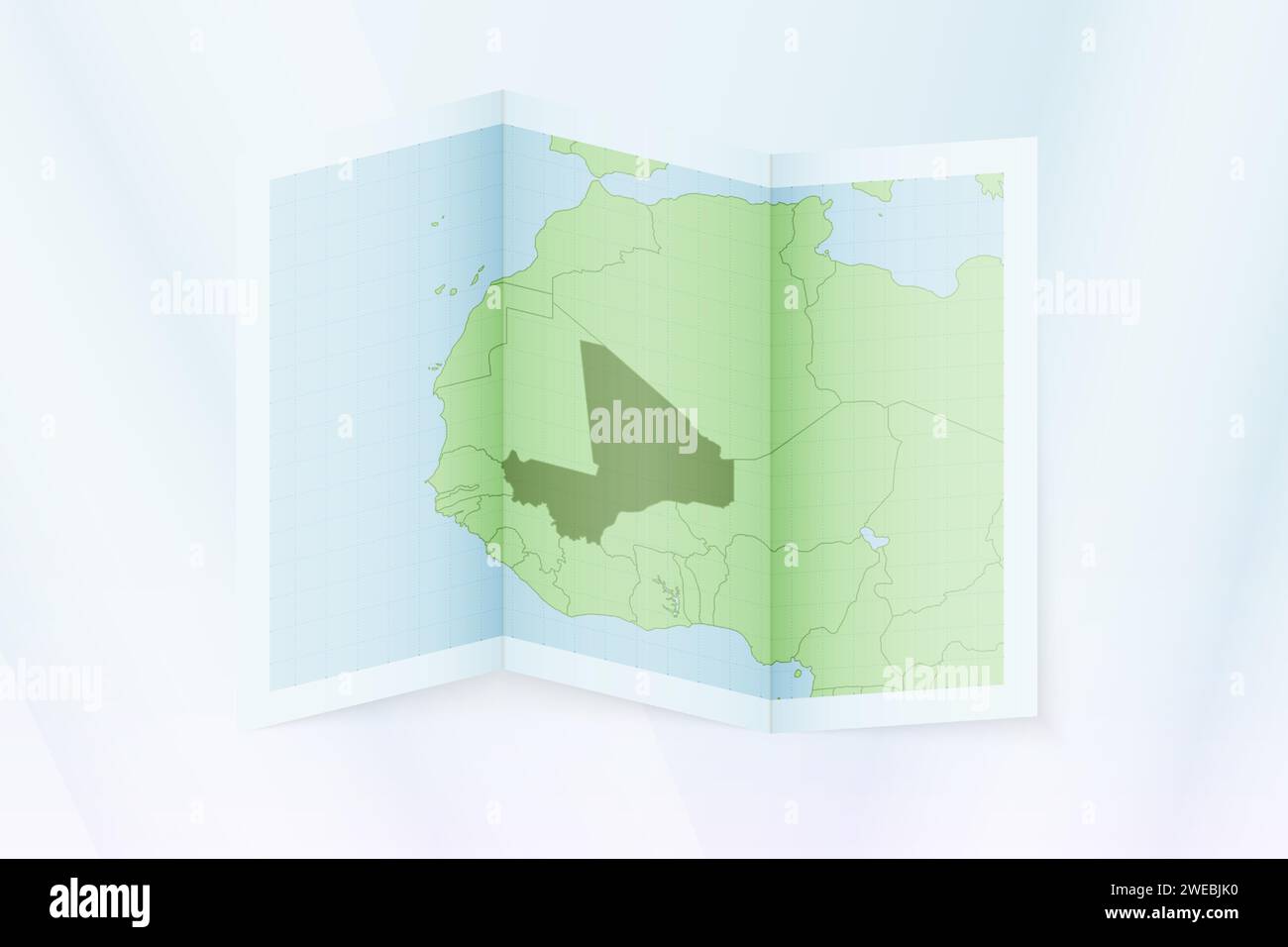 Mali map, folded paper with Mali map. Vector illustration Stock Vector ...