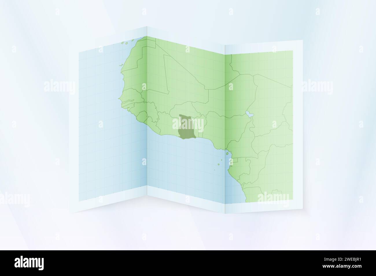 Ghana map, folded paper with Ghana map. Vector illustration Stock ...