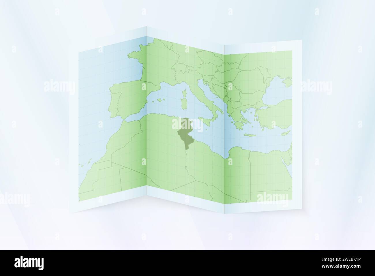 Tunisia Map Folded Paper With Tunisia Map Vector Illustration Stock