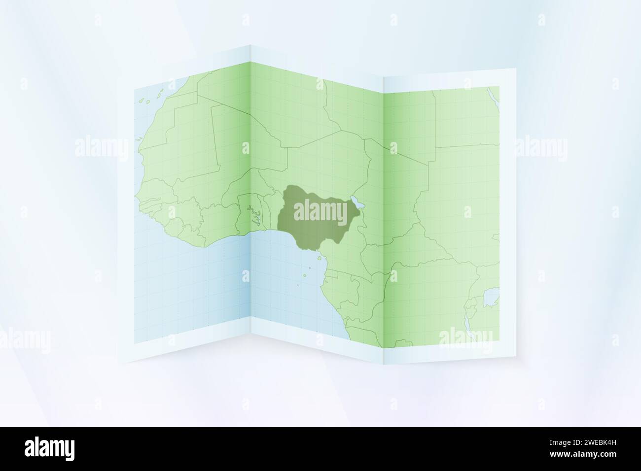 Nigeria map, folded paper with Nigeria map. Vector illustration Stock ...