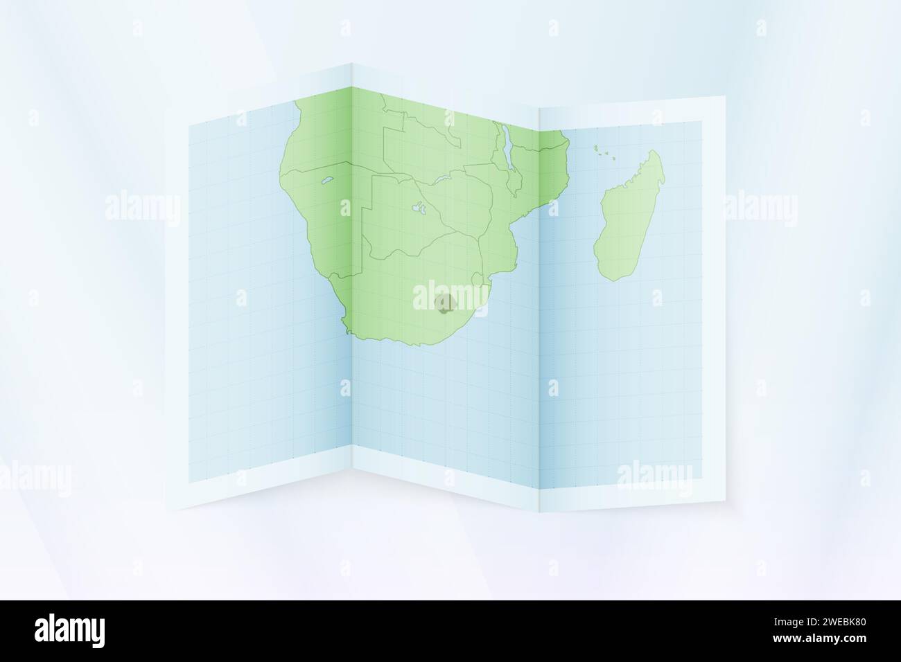 Lesotho map, folded paper with Lesotho map. Vector illustration Stock ...