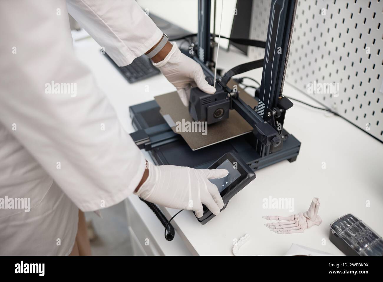 Engineer Setting up 3D Printer with User Interface Stock Photo - Alamy