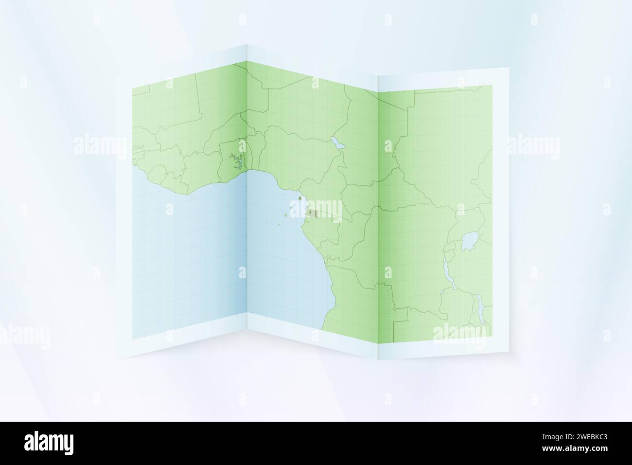Equatorial Guinea Map Folded Paper With Equatorial Guinea Map Vector