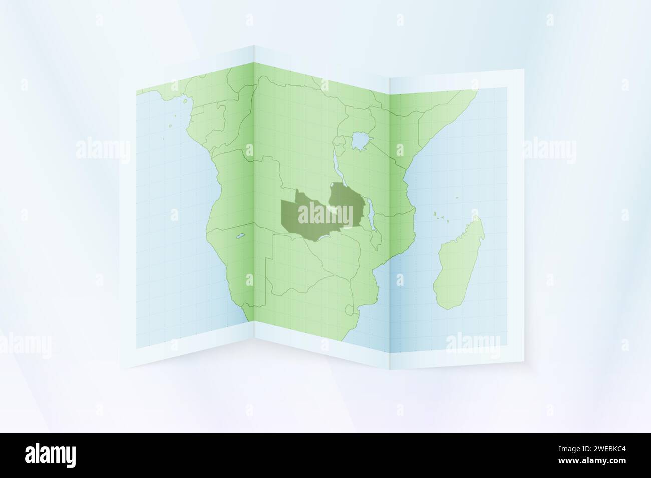 Zambia map, folded paper with Zambia map. Vector illustration Stock ...