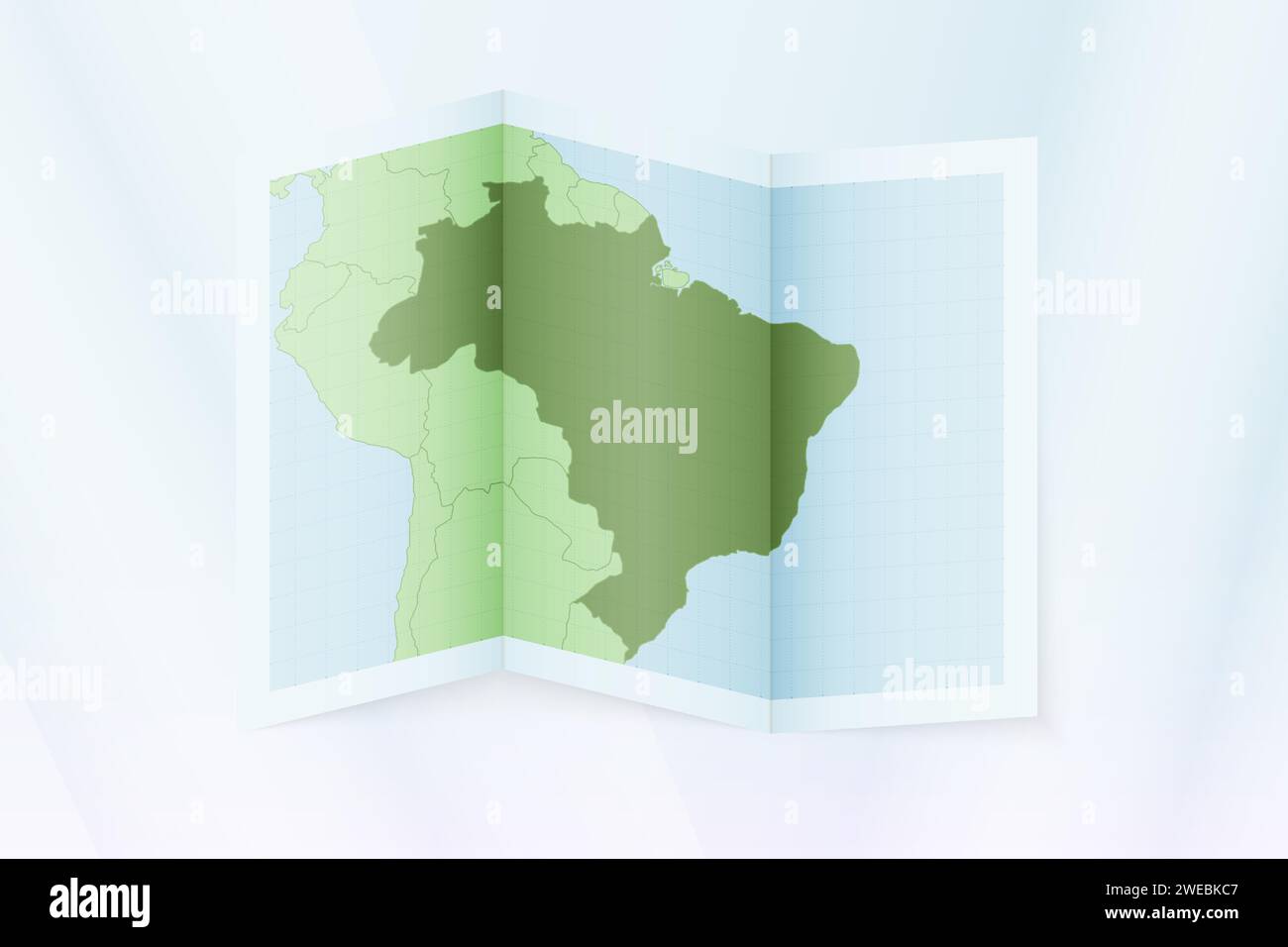 Brazil map, folded paper with Brazil map. Vector illustration Stock ...