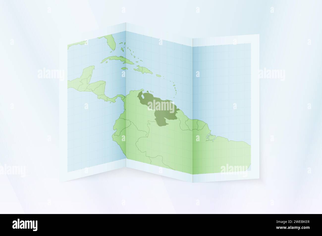 Venezuela map, folded paper with Venezuela map. Vector illustration ...