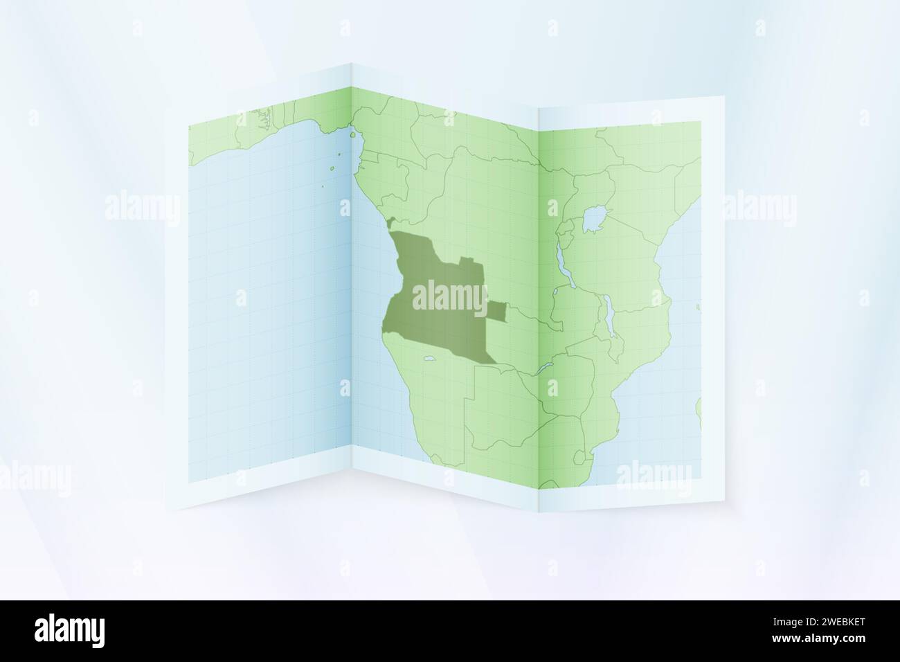 Angola map, folded paper with Angola map. Vector illustration Stock ...