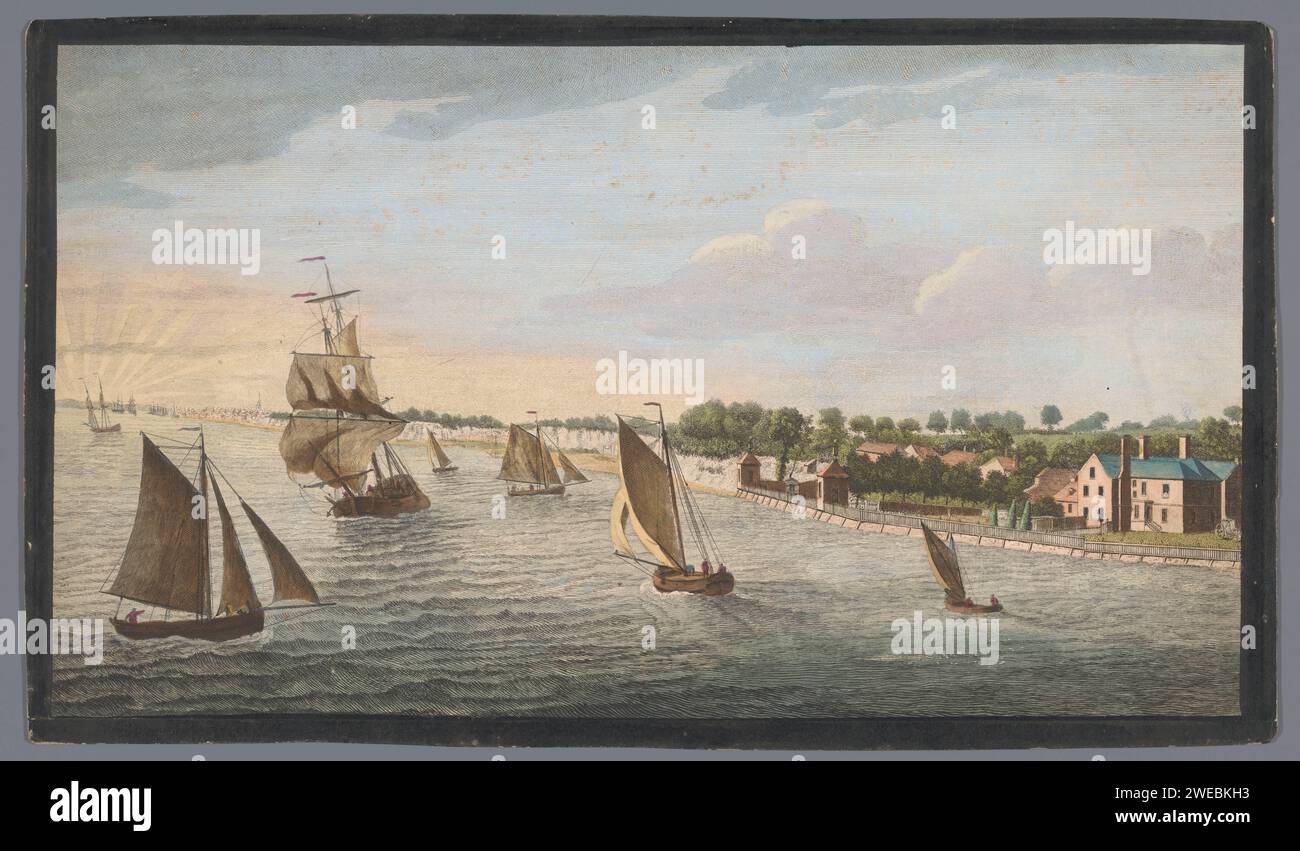 View of sailing ships on the River Theems in Northfleet, Anonymous ...