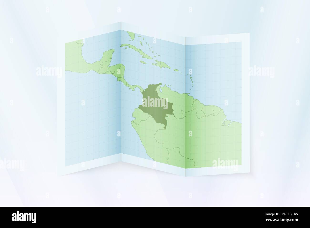 Colombia map, folded paper with Colombia map. Vector illustration Stock ...