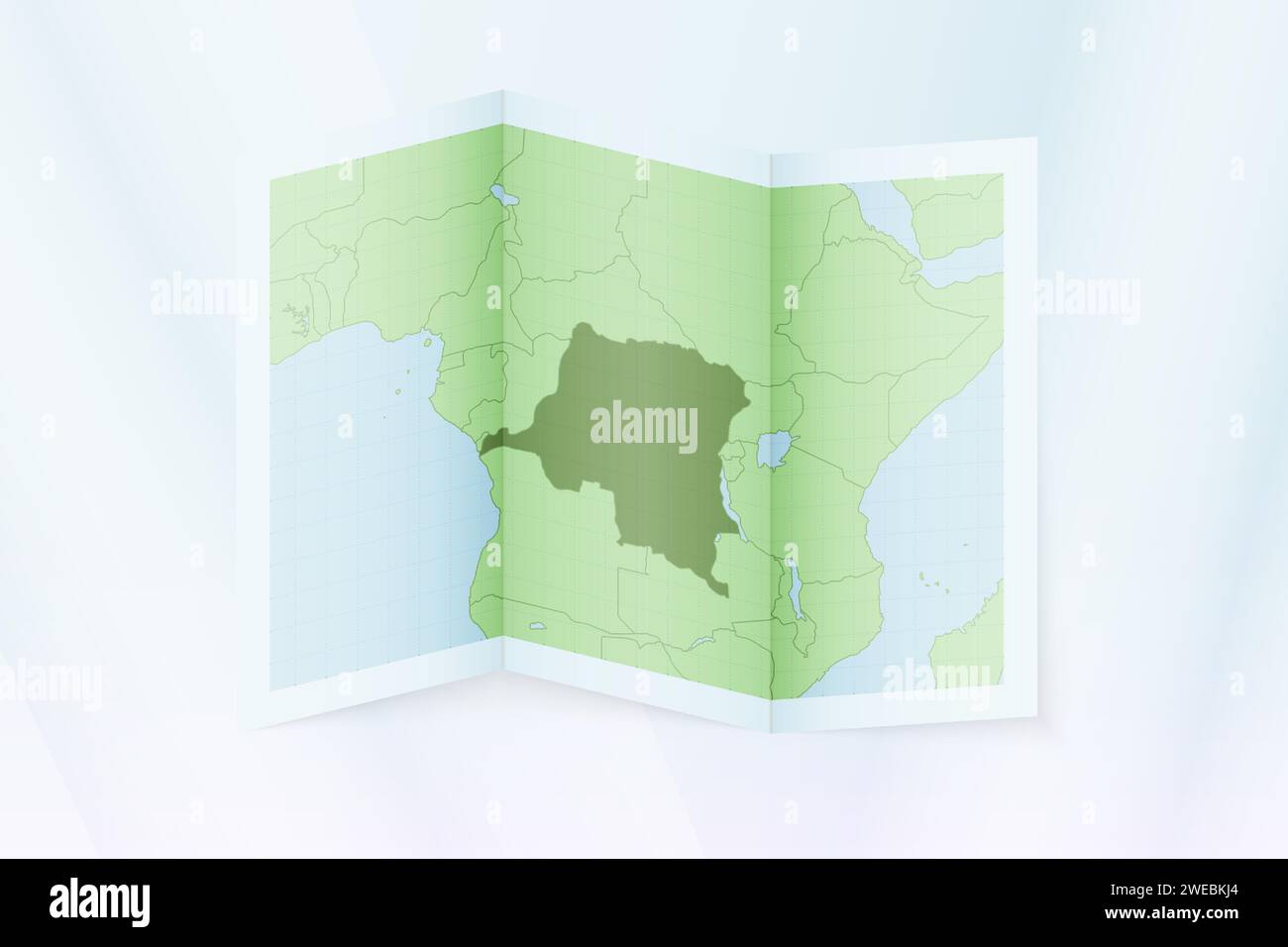 Dr Congo Map Folded Paper With Dr Congo Map Vector Illustration Stock