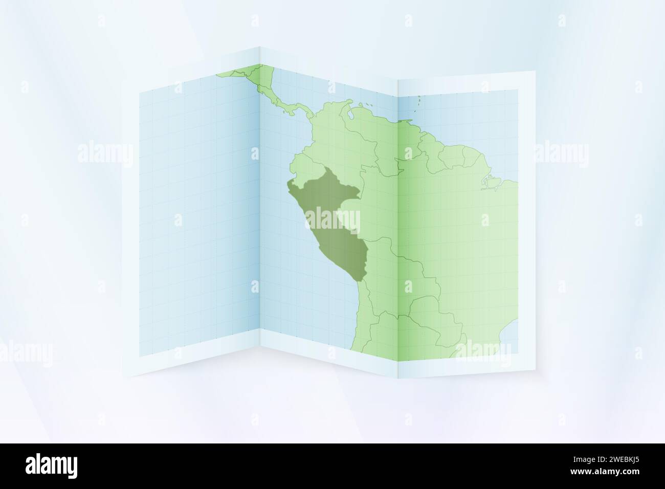 Peru map, folded paper with Peru map. Vector illustration Stock Vector ...
